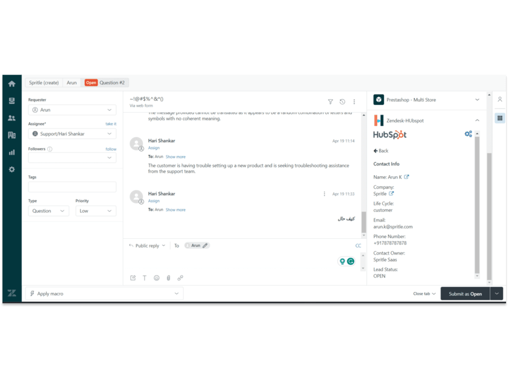 HubSpot CRM Connect App Integration with Zendesk Support